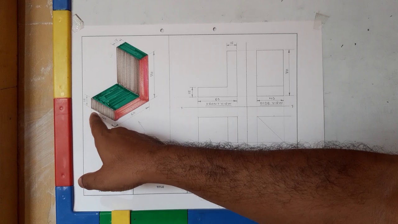 How to draw view in FIRST ANGLE projection method - YouTube