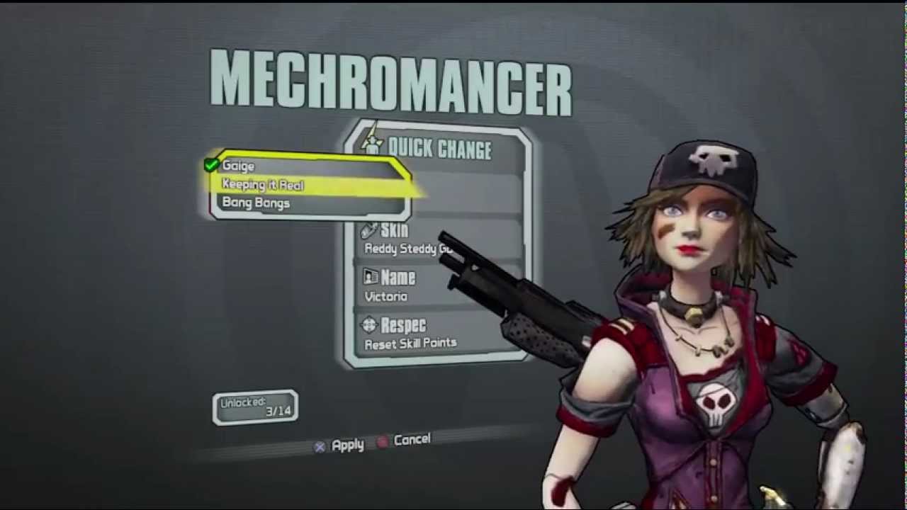 Borderlands 2 - Gaige the Mechromancer All Default Costumes - YouTube