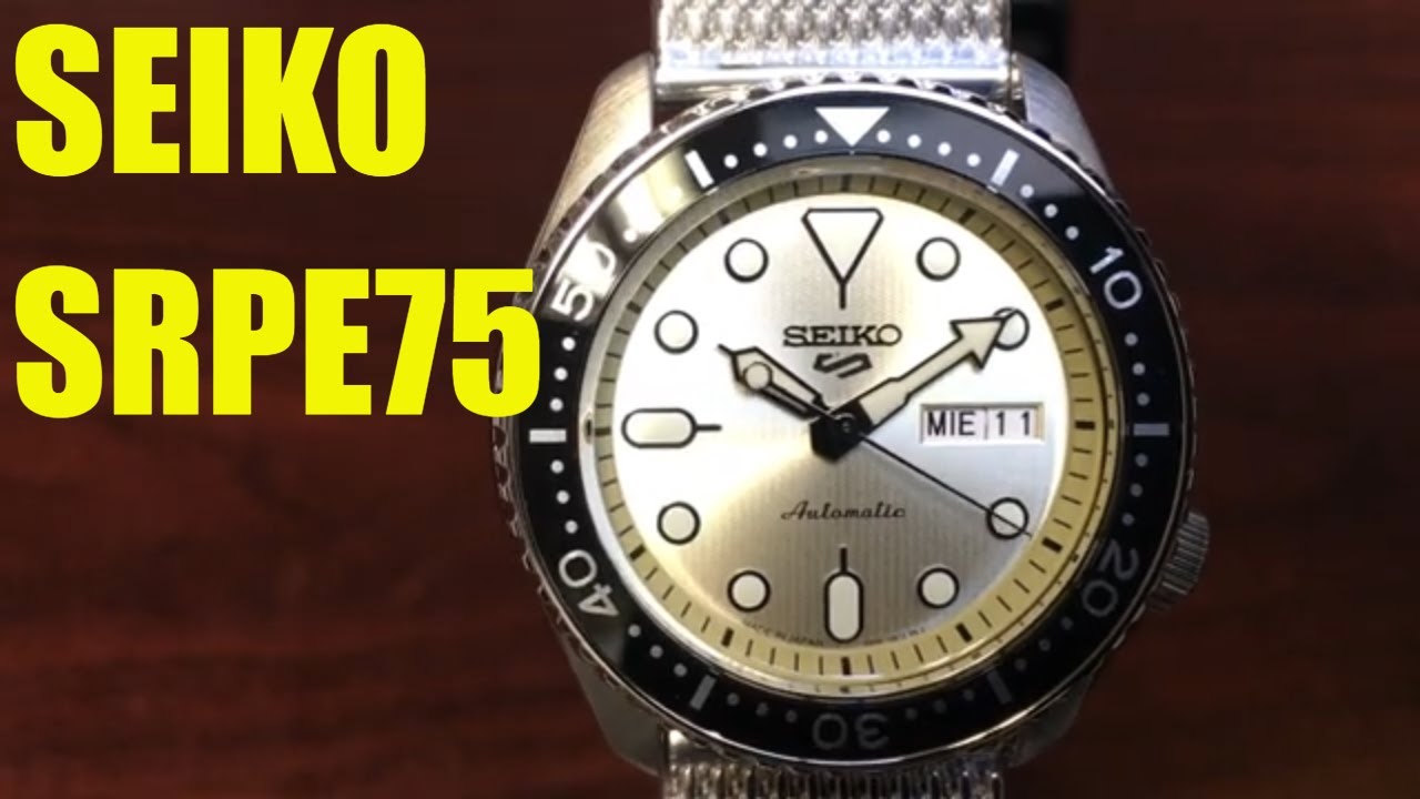 Seiko 5 Sports Steel Automatic Mesh Band Watch SRPE75 - YouTube