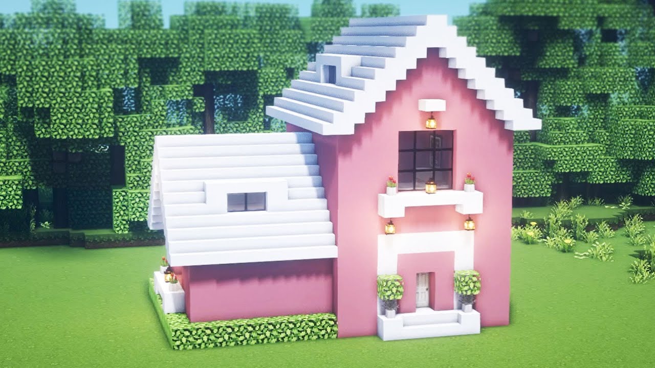 Girls only 👩‍🦰 Minecraft Tutorial: How To Build Modern House (pink)#414 ...