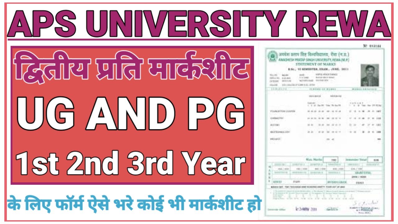 how to apply for duplicate marksheet in apsu rewa || apsu marksheet ke liye form kaise bhare ...
