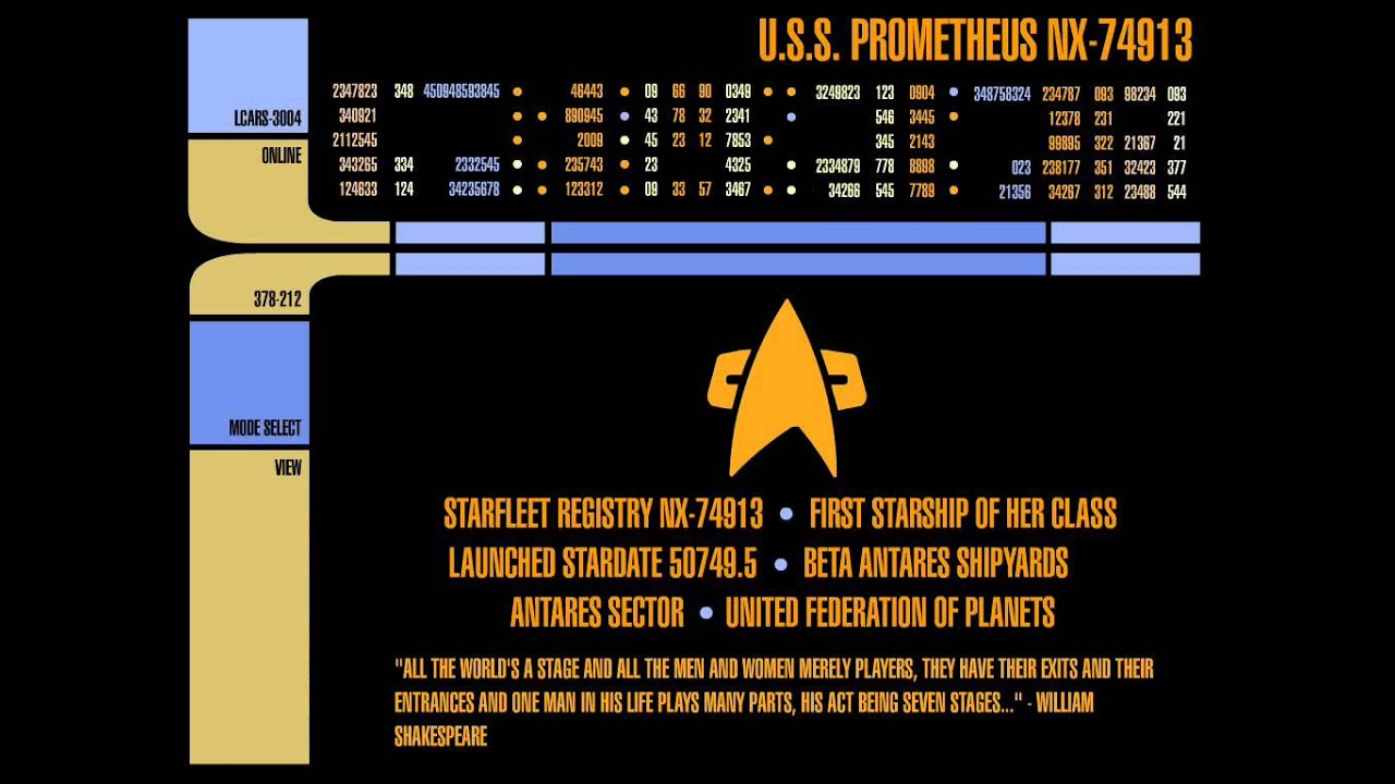 Star trek LCARS - USS Prometheus.avi - YouTube