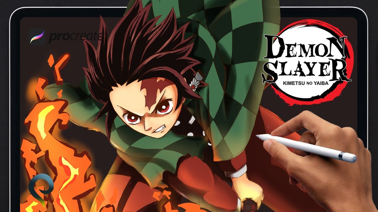 DRAWING TANJIRO KAMADO: FOR 100K VIEWS - DEMON SLAYER | SPEED ART WITH ...