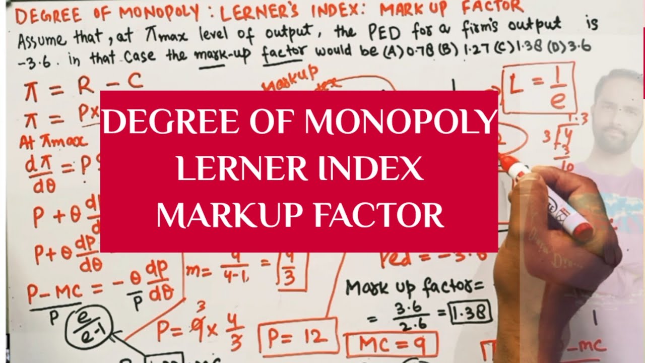 degree of monopoly lerner index derivation #markupfactor #lerner # ...