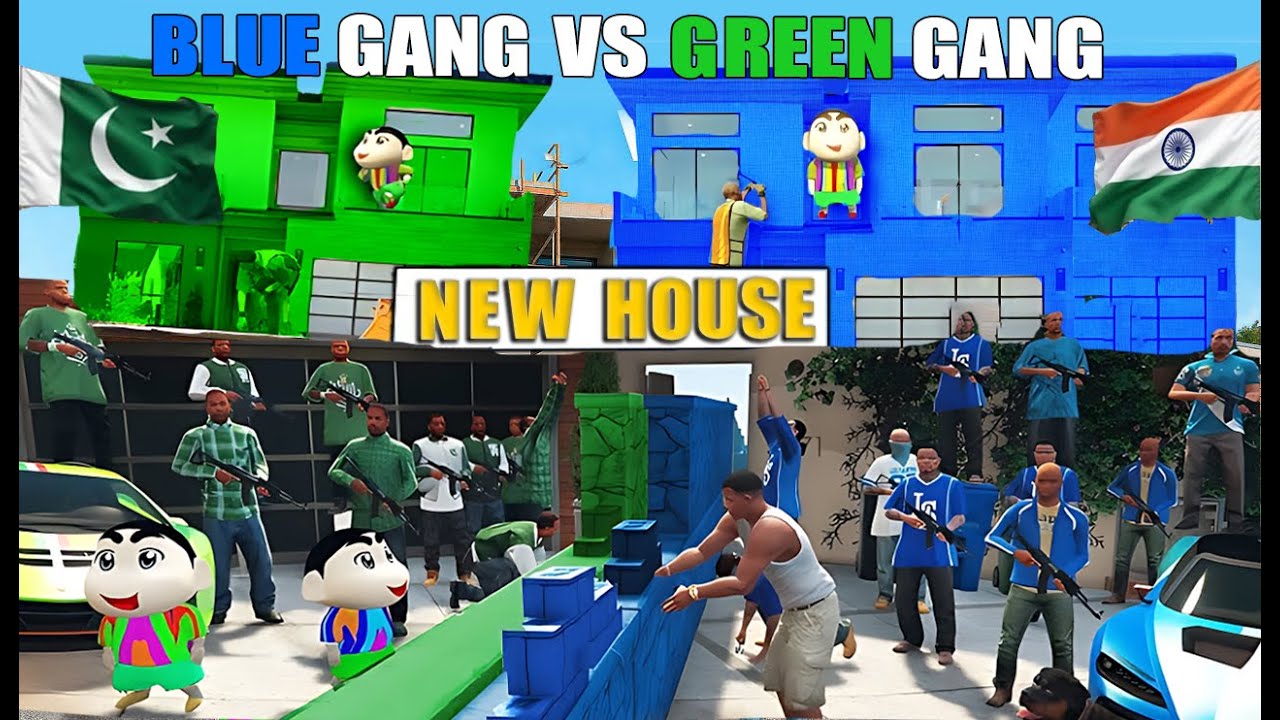 Franklin Blue Gang TAKES DOWN Shinchan Green Gang In GTA 5! - YouTube