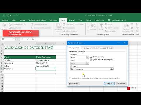Validación de datos (Lista) en Excel - YouTube