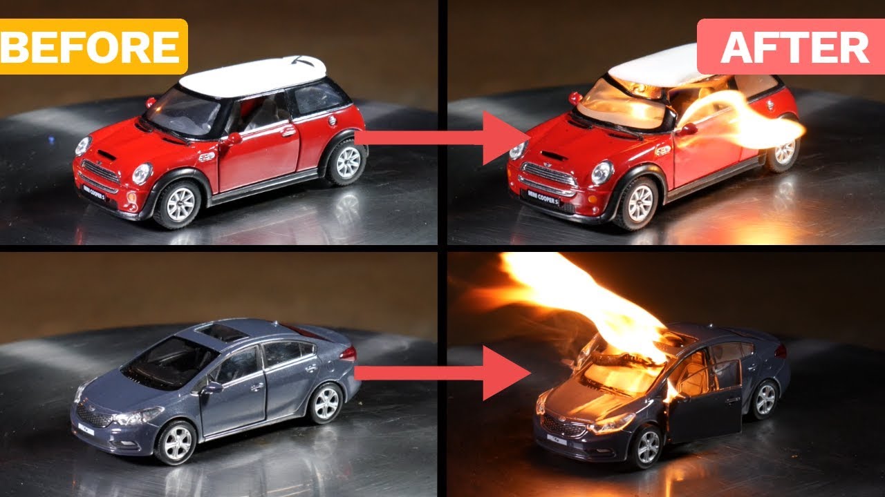 RED MINI COOPER FIRE vs KIA GRAY K3 FIRE 레드 미니쿠퍼 VS 기아 그레이K3 불쇼 - YouTube