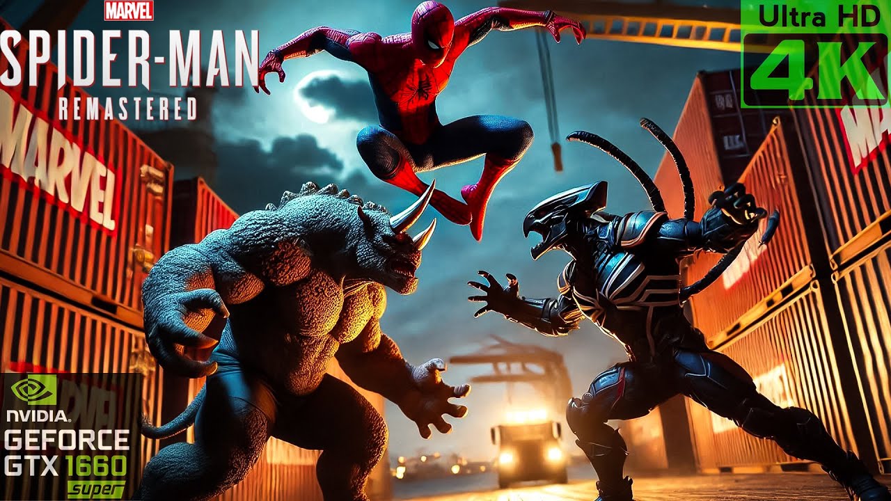 Spiderman defeats Rhino and Scorpio both in the cargo dock. Marvel's ...