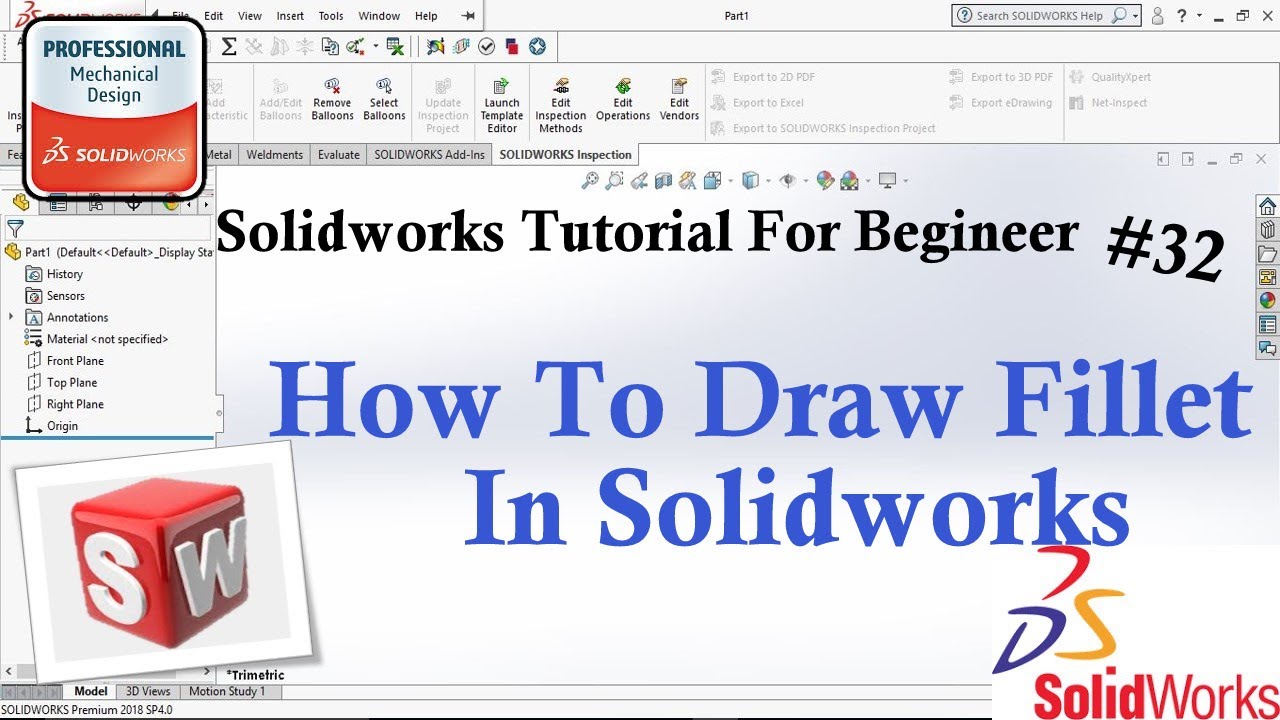 Solidworks Tutorial For Begineer #32 - How To Draw Fillet In Solidworks ...