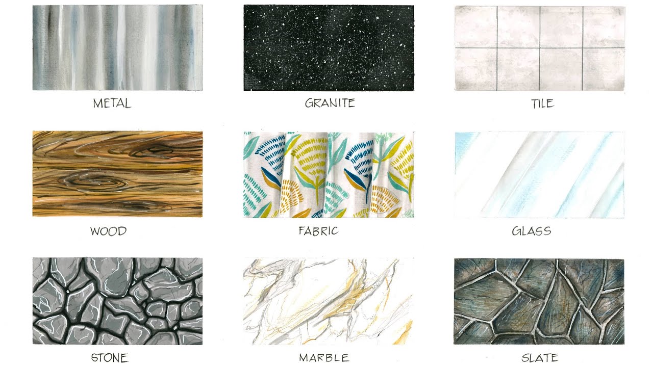 MATERIAL RENDERING WATERCOLOR | INTERIOR DESIGN - YouTube