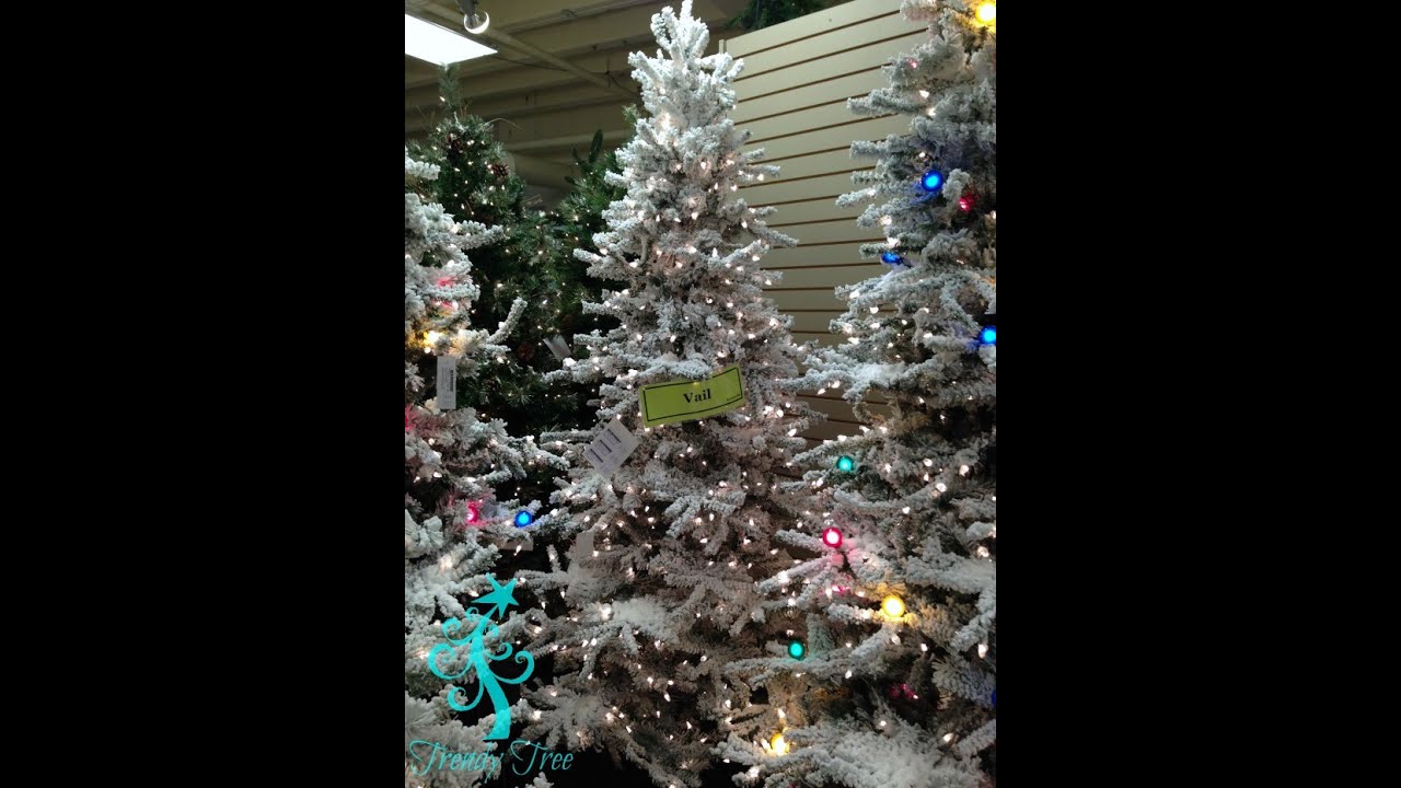 7.5' Lit Slim Flocked Vail Christmas Tree with Clear Lights - YouTube