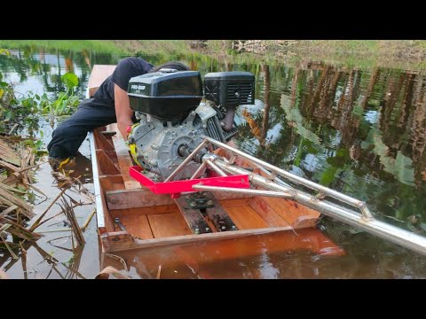 DIY 25hp long tail mud motor - YouTube