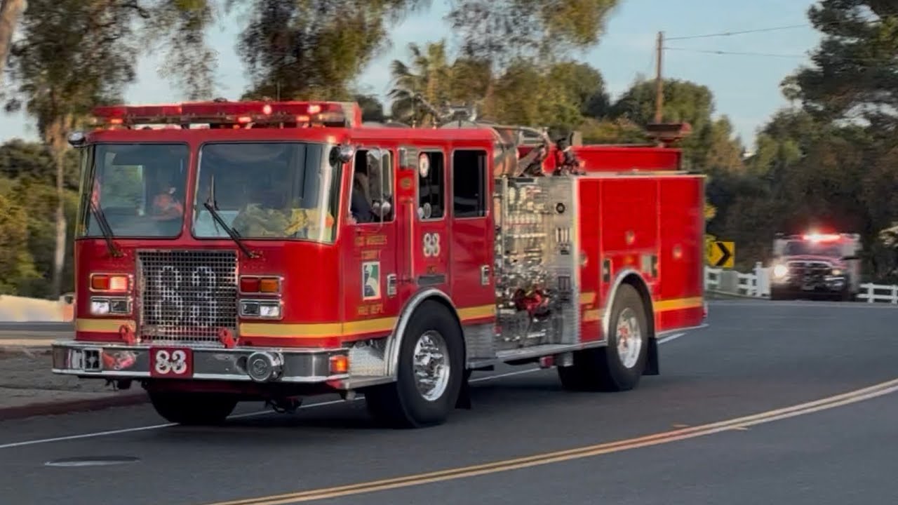 LACoFD Engine 83 Patrol 83 responding - YouTube