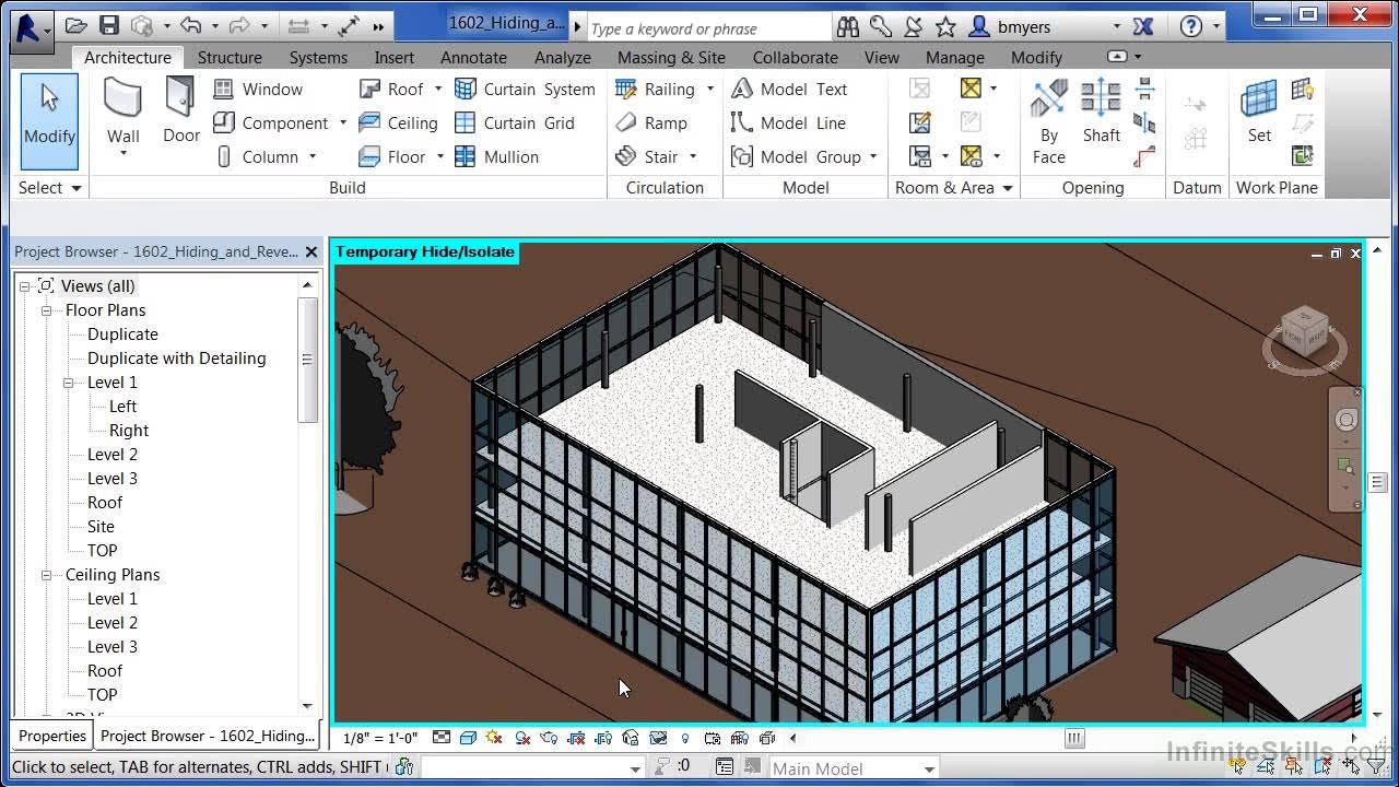 Autodesk Revit Architecture 2014 Tutorial | Hiding And Revealing Elements - YouTube