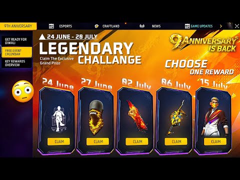 24 June🔥 Login Free Rewards🥳| 9th Anniversary Event Free Fire| Ob54 Magic cube Store Update Freefire