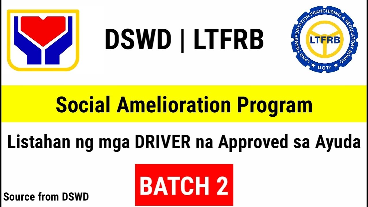 Listahan ng mga Driver na Approved sa Ayuda Bratch 2 | DSWD SAP FOR ...