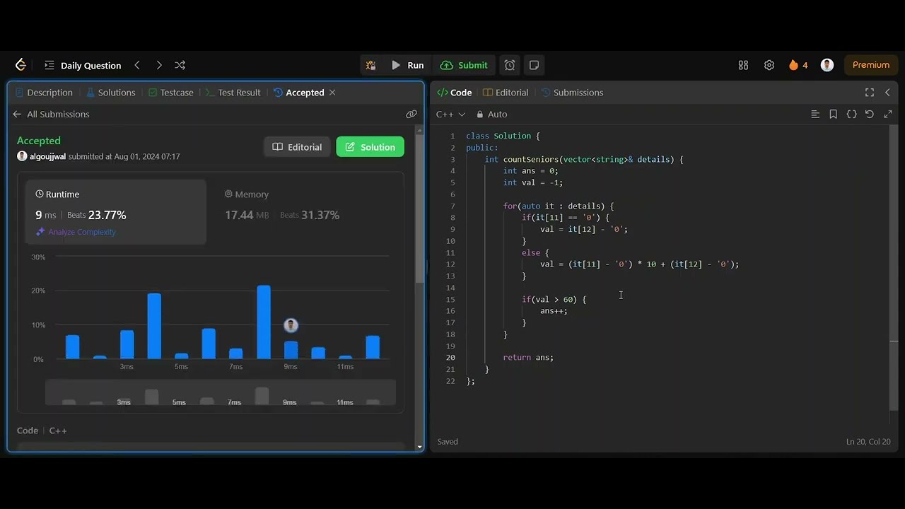 Solved LeetCode Problem 2678 || Number of Senior Citizens - YouTube