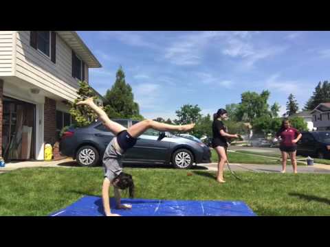 SLIP N' SLIDE GYMNASTICS CHALLENGE!!