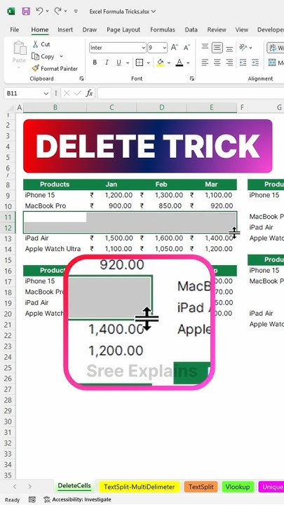Cell Delete Trick in #excel #excelhacks #excelshortcuts - YouTube