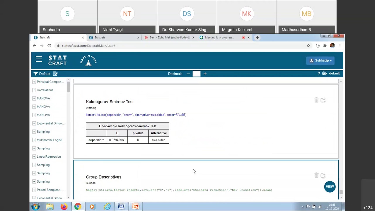 National Virtual Workshop on Data Analysis in R using STATCRAFT during 09.12.2020 and 10.12.2020 ...