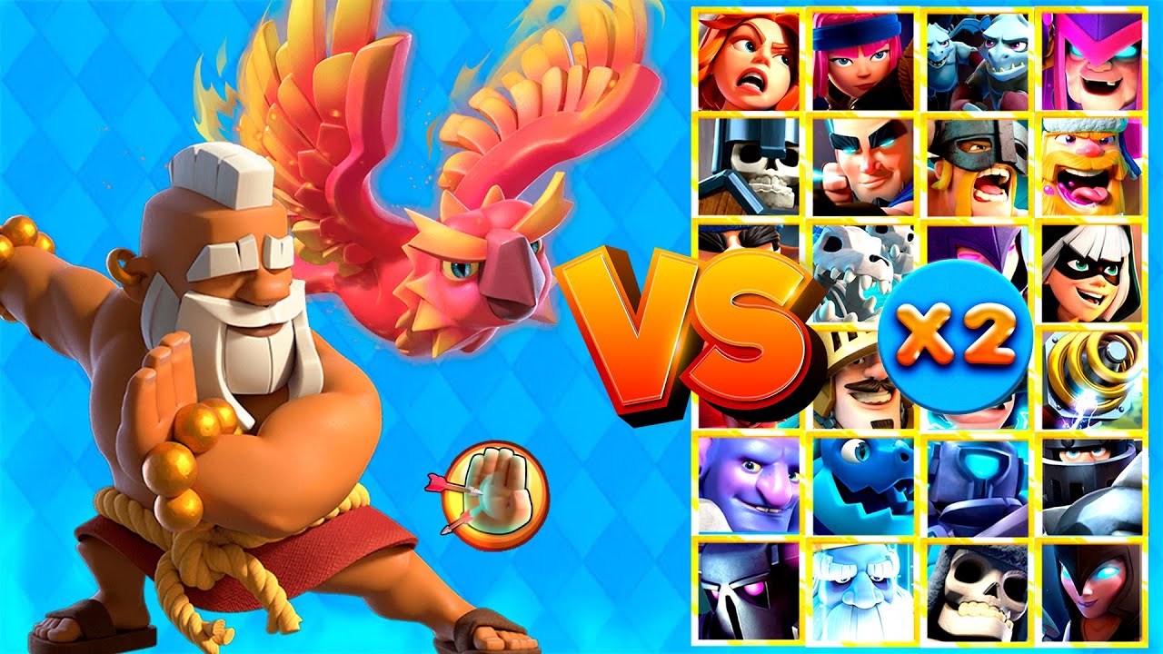 MONK + PHOENIX vs ALL CARDS x2 | NEW CARDS | CLASH ROYALE OLYMPICS ...