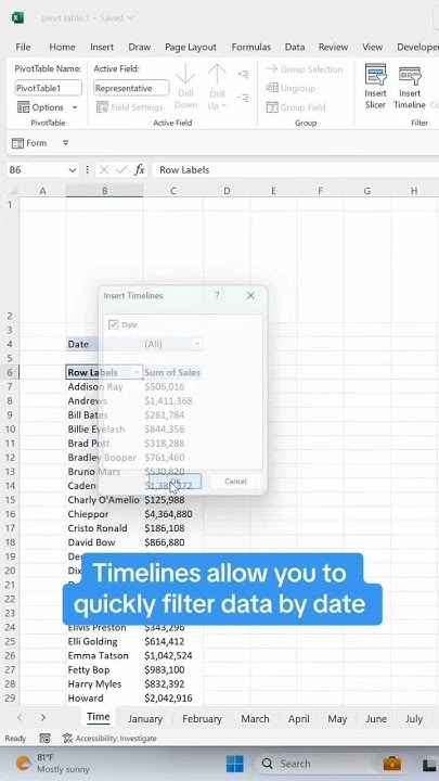 Insert Slicer Timeline #excel #exceltutorial #exceltips #viral #shorts #short #video # ...