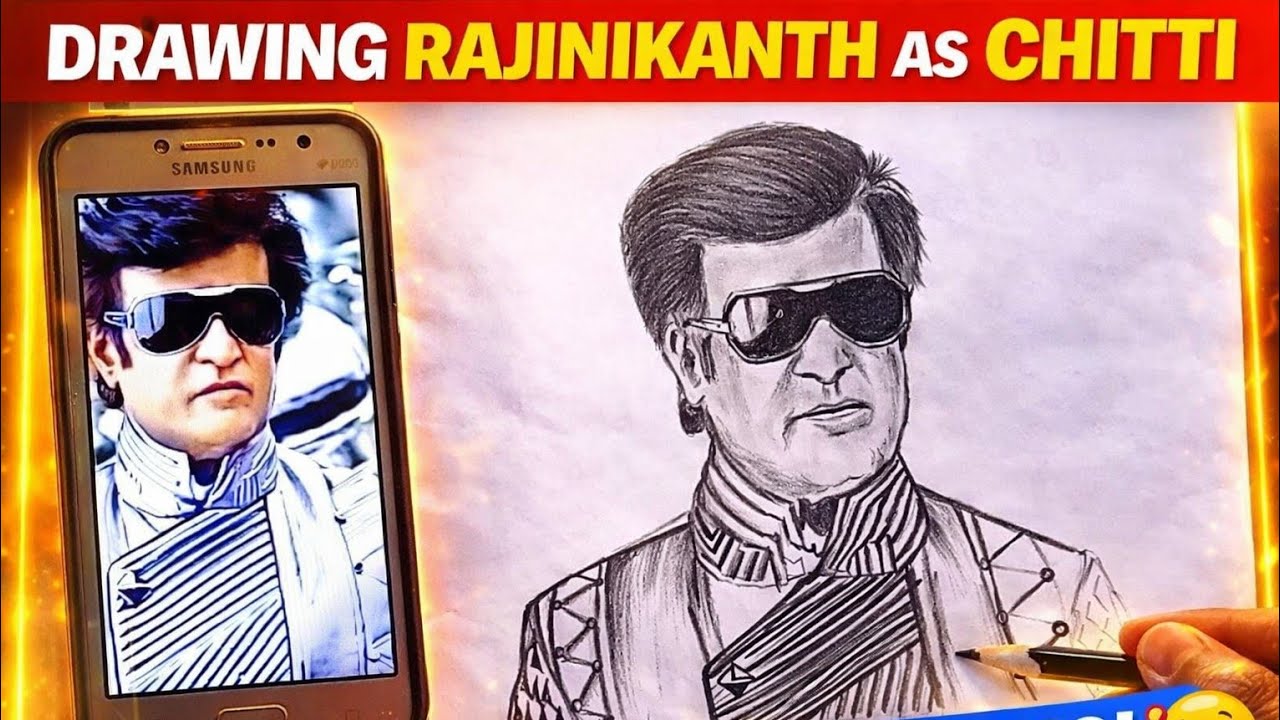 How to draw a Rajinikanth, super star, Enthiran rajini chitty robot ...