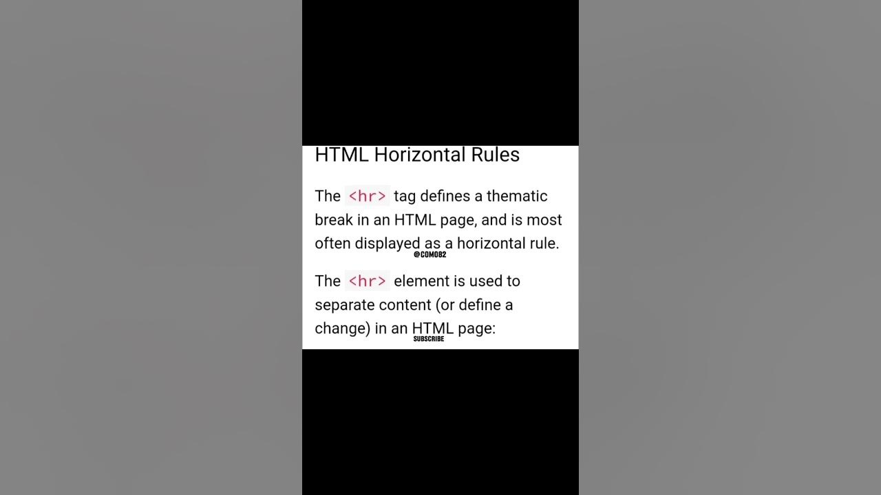 Hr tag in Html #hr #html #codingtips #htmlbasics #shorts #htmltutorials ... Hr tag in Html #hr #html #codingtips #htmlbasics #shorts #htmltutorials ...