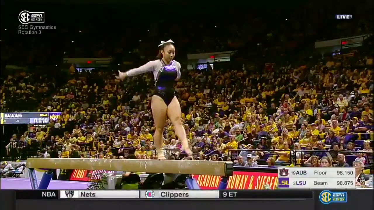 Erin Macadaeg (LSU) 2018 Beam vs Auburn 9.95 - YouTube