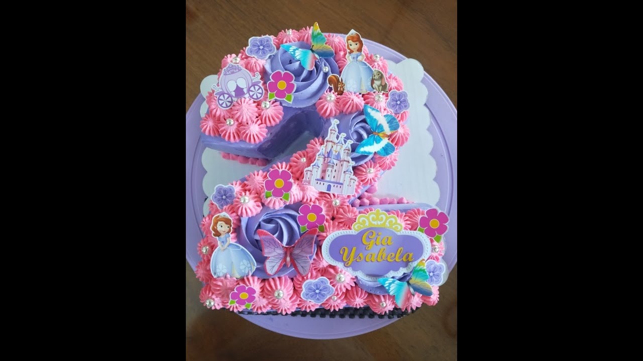 Number Cake Design (Sofia the First Theme Cake) - YouTube