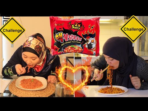 NUCLEAR FIRE 🔥 NOODLES CHALLENGE 2X 🌶 SPICY  🥵 AISHA ALIEVA VS SABI MUSLIMKA❤️