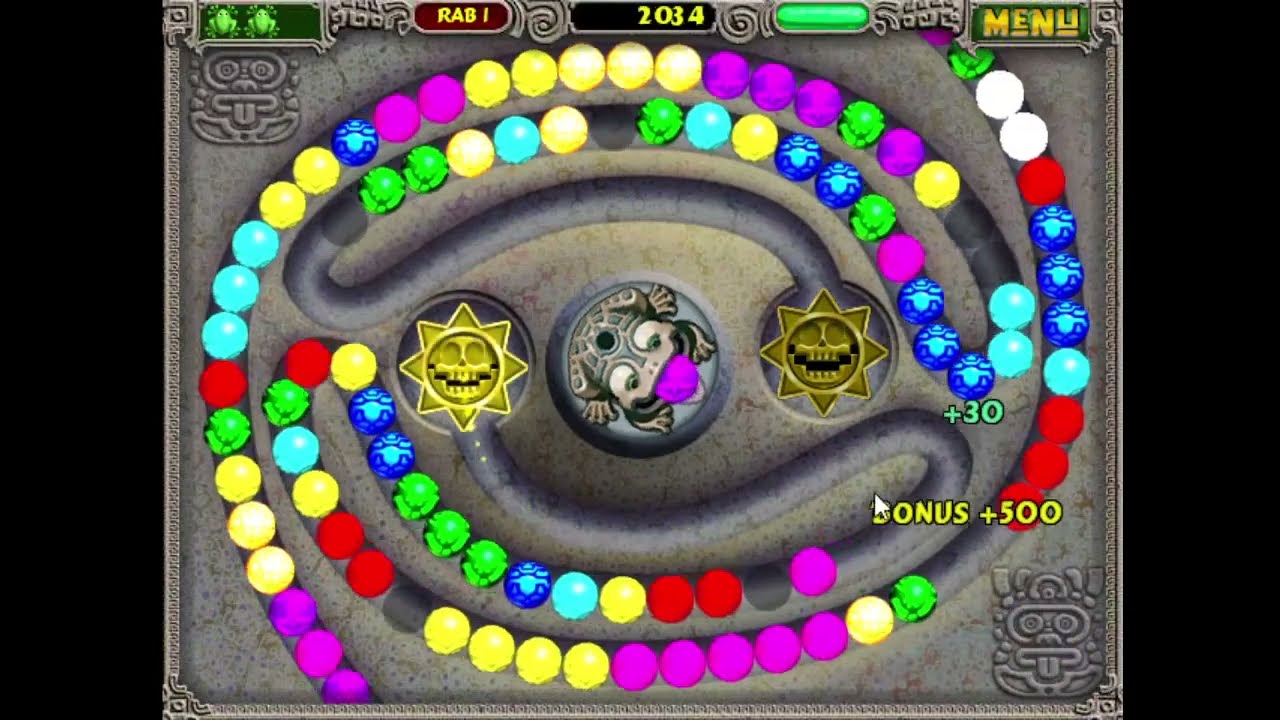 Snake Pit with modified 10 colors of balls appearing (Zuma Deluxe ...