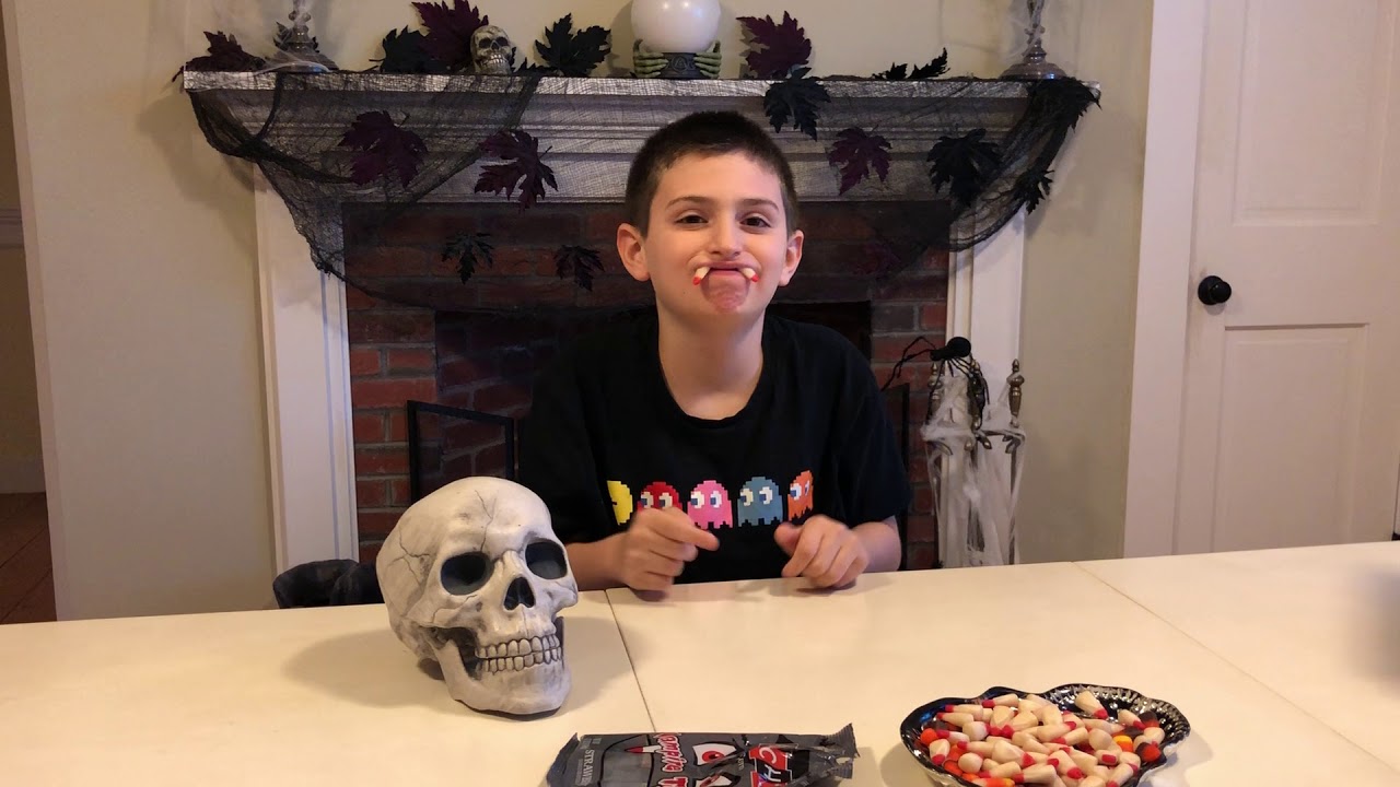 Bryce Tries... vampire teeth candy corn - YouTube