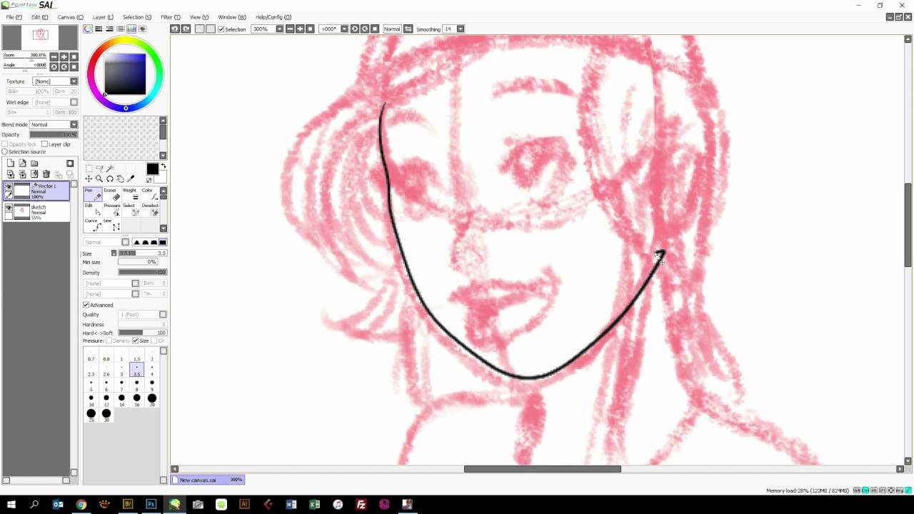 Inking vector tutorial for Paint Tool SAI with mouse or digitizer - YouTube