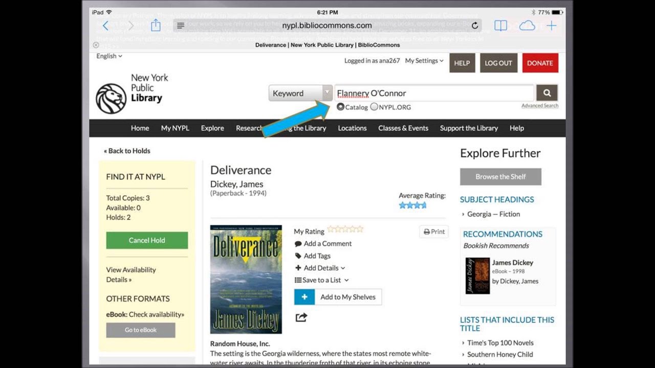 Learning with NYPL: Requesting a Hold and Downloading an eBook - YouTube