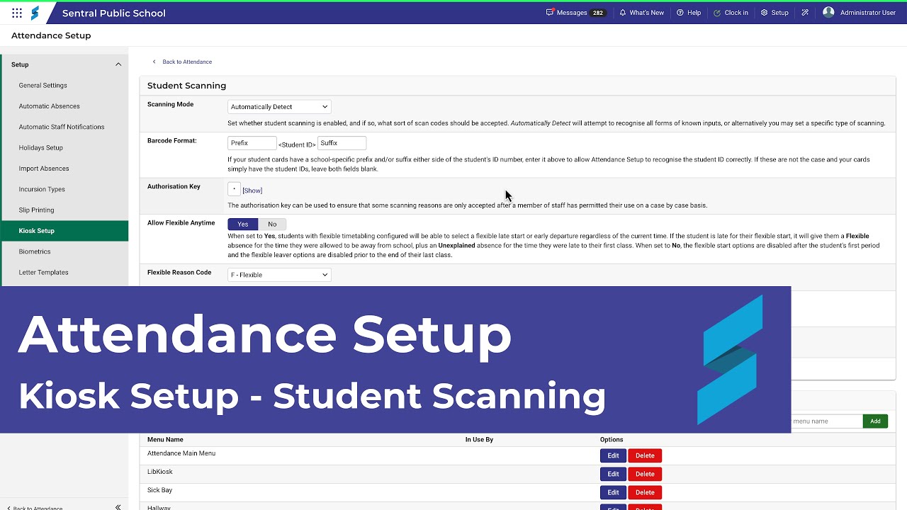 Attendance Setup | Kiosk Setup - student scanning - YouTube