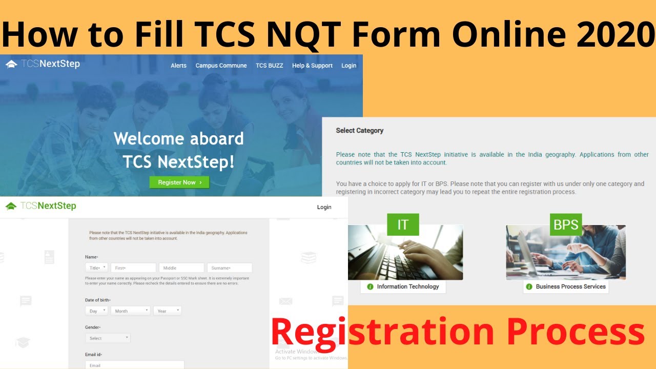 How to fill TCS NQT form online 2020-21 || TCS nextstep registration ...