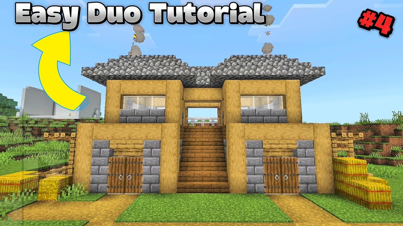 MCPE Easy Duo House Tutorial Minecraft | Cool Duo House In Bedrock ...