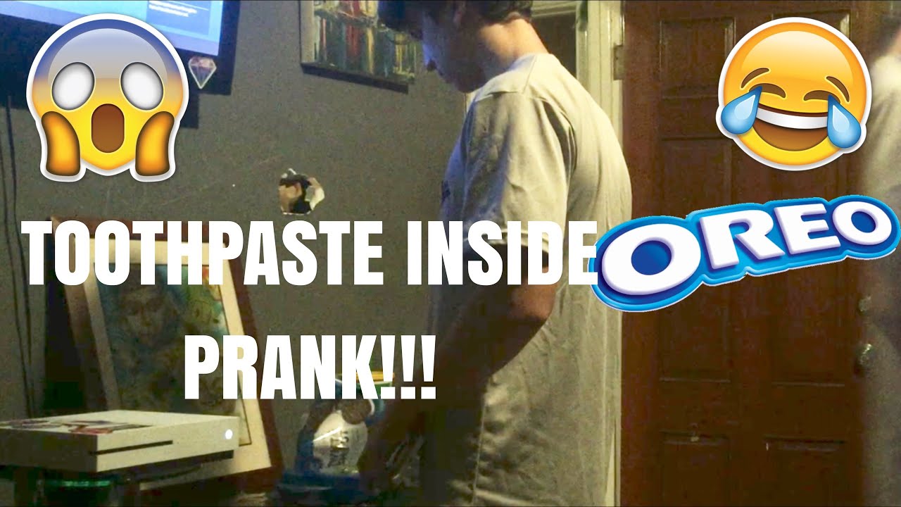 TOOTHPASTE INSIDE OREO PRANK ON MY BROTHER!!!(HE EATS IT) - YouTube