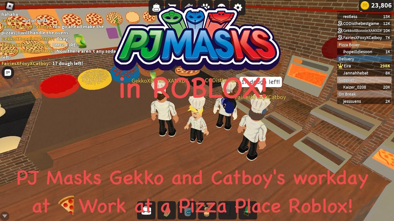 PJ Masks Gekko and Catboy's workday at 🍕Work at a Pizza Place Roblox ...