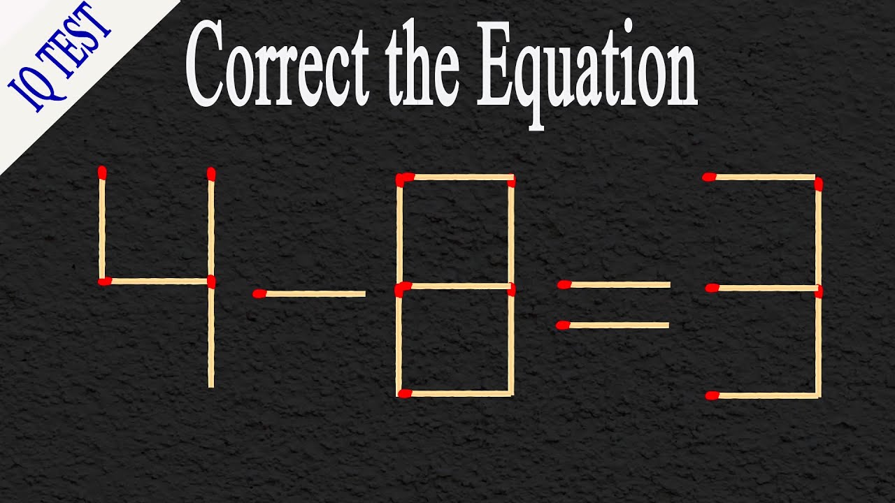 Move 1 matchstick to make the equation correct, Matchstick puzzle # ...