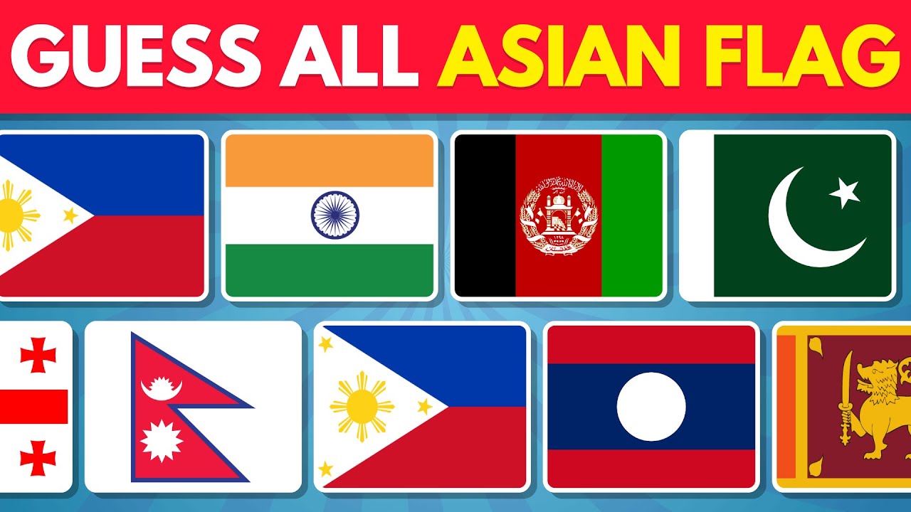 Guess and Learn ALL 49 FLAGS Of ASIA | Flag Quiz - YouTube