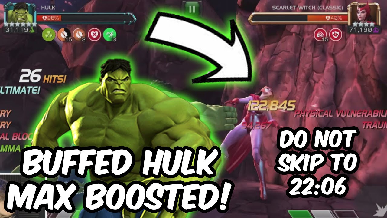 Buffed Hulk MAX Boosted 6 Star Rank 4 Gameplay - Marvel Contest of ...