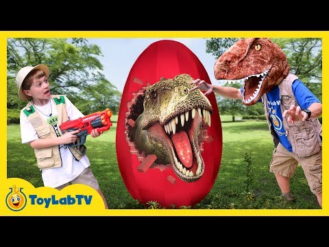 Giant T-Rex Dinosaur Surprise Egg! Toys Opening for Children In Family Fun Kids Dinosaurs Video