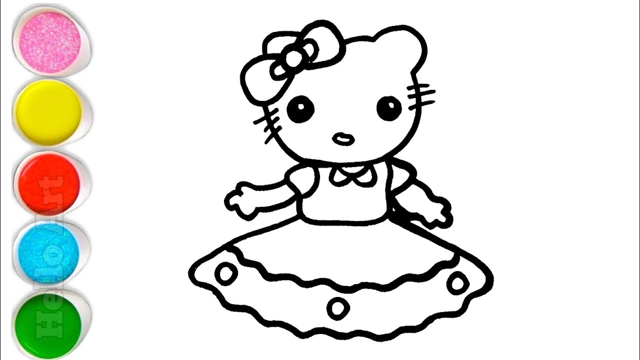 Hello Kitty Dress Drawing, Painting & Coloring For Kids, Toddlers_How ...