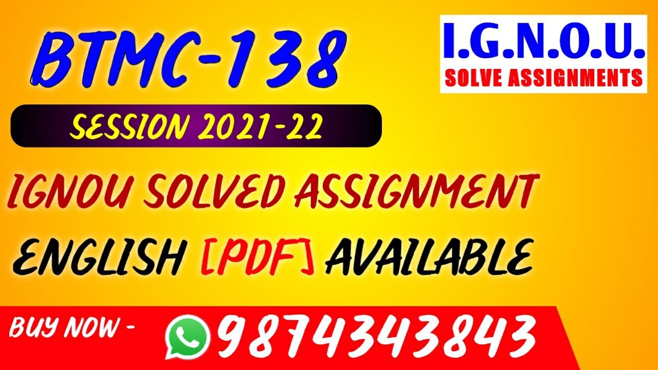 BTMC 138 Solved Assignment 2021-22 in English, BTMC-138 Solved ...