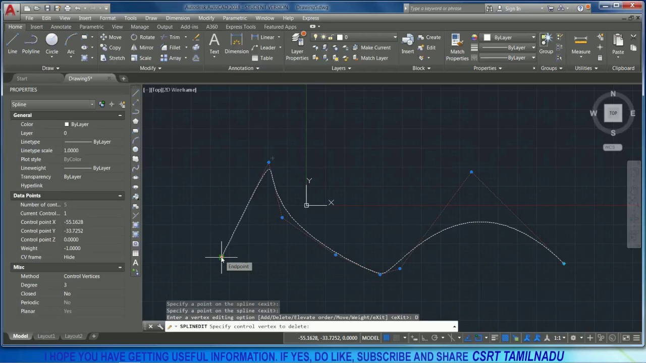 52_2 (MODIFY TOOL) SPLINE EDIT (SPE) COMMAND AUTOCAD, EDIT VERTEX AND ...