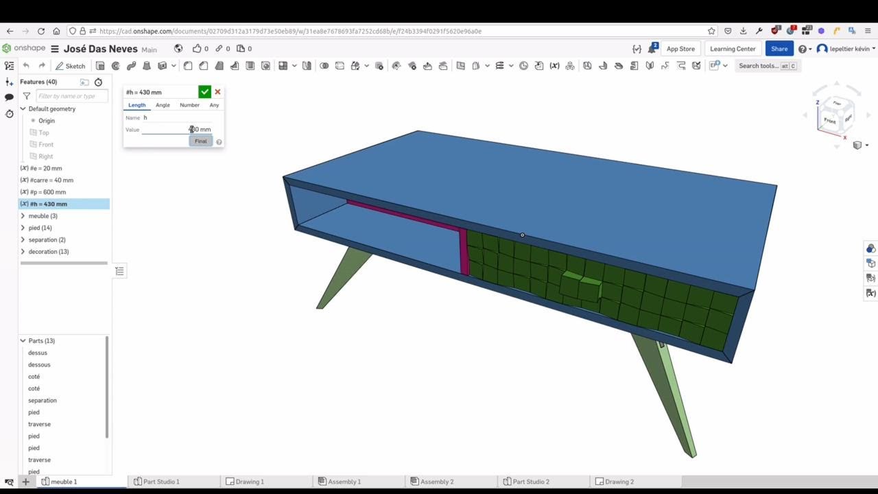 Modéliser une table basse avec Onshape - YouTube
