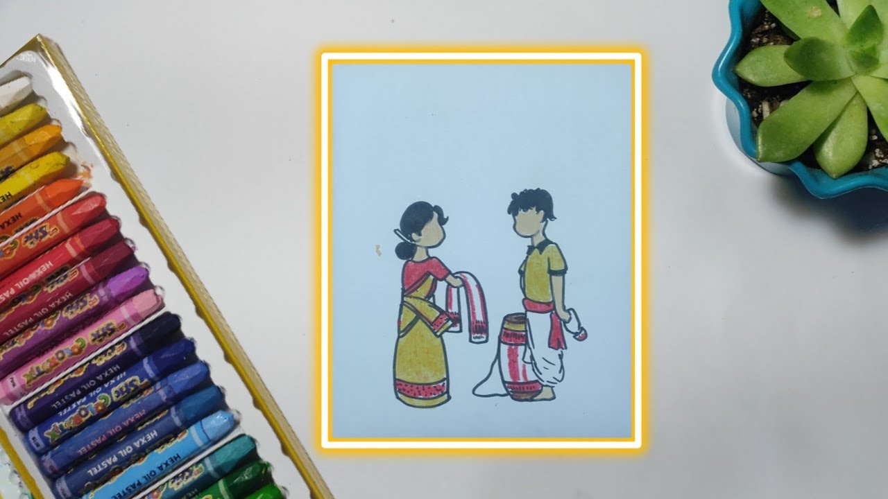 Bihu Drawing | How to draw easy rangali bihu Drawing - YouTube