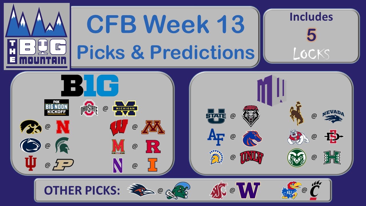 College Football Week 13 Picks and Locks - Betting Predictions for the ...